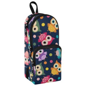 polka dot owls pencil case big capacity pencil pouch for girls boys large storage pen bag with zipper for office college school travel adults women