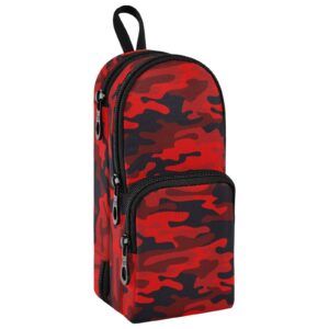 camouflage red pencil case big capacity pencil pouch for girls boys large storage pencil box for school college office adults women adults