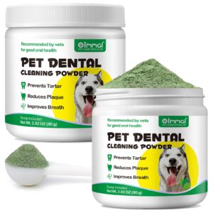 teeth cleaning powder for dogs, 2 x 80g dog dental powder cleaning teeth, dog breath freshener with probiotics for bad breath, plaque, tartar - dental care supplement for small, medium & large dogs