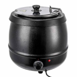 garvee 10.5qts soup warmer commercial stainless steel insert pot electric [black] soup kettle warmer temperature control knob for big family gathering and restaurant