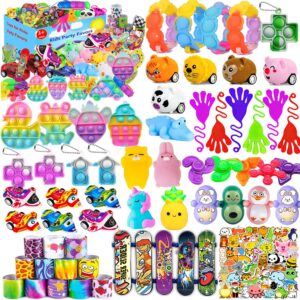 aowrebu 116 pcs party favors for kids 4-8 8-12, pop fidget toys, treasure box toys, pinata filler, goodie bag stuffers, treasure chest, carnival prizes, prize box toys for kids classroom