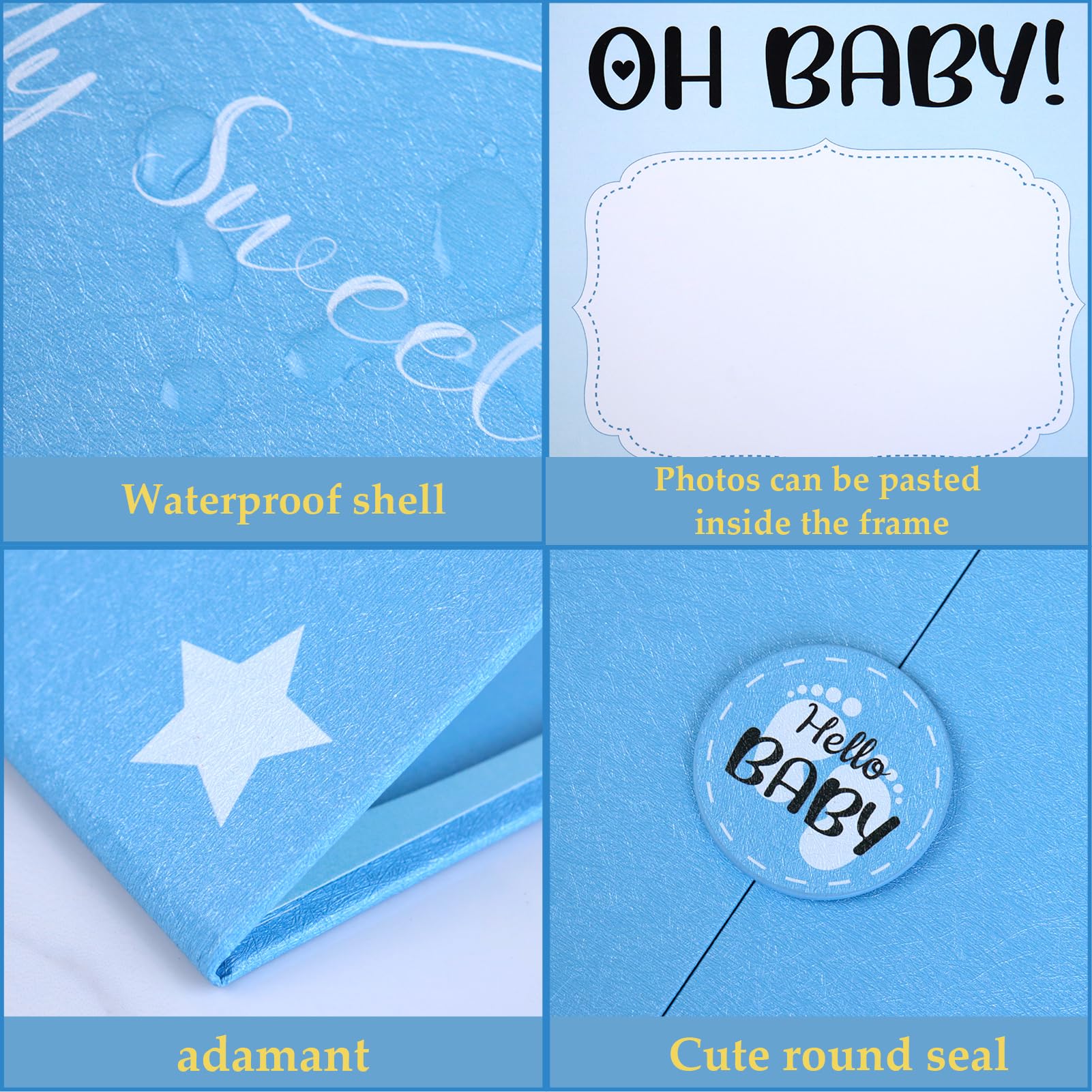 Crenics Baby Shower Decorations for Boy, Cute Baby Shower Signature Board with Picture, Blue Baby Shower Guest Book Alternatives 18" x 12", Creative Baby Shower Keepsake for Baby Boys