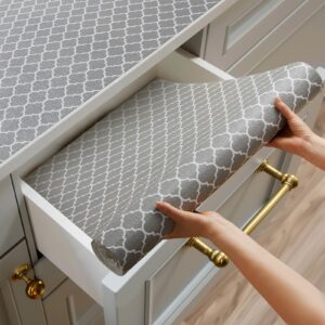 shinlendid shelf liner drawer liner for kitchen cabinet non-adhesive, strong grip anti slip cabinet liners for shelves, durable waterproof cupboard liner, gray, 12 in x 10 feet