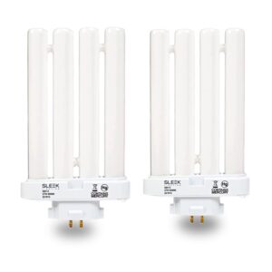 sleeklighting 27 watt t5 quad tube cfl 4 pin gx10q-4 base light bulb 6500k 1450lm - compact fluorescent -daylight white light (2 pack)