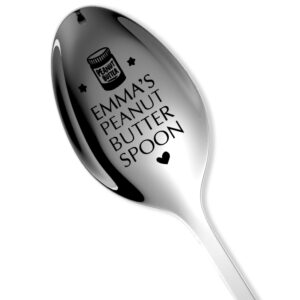 custom engraved name peanut butter spoon, stainless steel coffee spoon, personalized birthday wedding gifts