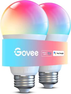 govee smart light bulbs 1200 lumens, color changing light bulbs rgbww dimmable, works with alexa & google assistant, color lights bulb, 12w 85w equivalent a19 led bulbs for bedroom living room, 2 pack