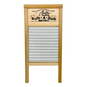 lehman's galvanized steel manual washboard, rub-a-dub, wavy, v crimp, for function, decor, or music, small 18 in x 8.5 inches