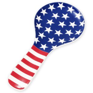 whaline patriotic spoon rest american flag ceramic spoon holder 4th of july star stripe sauce dishes ring dish for independence day kitchen office party decor