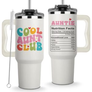 christmas gifts for aunt - cool aunt club coffee tumbler 40oz, best aunt gifts from niece nephew for birthday, mothers day, presents for first time & best auntie ever, new aunty cup with handle straw