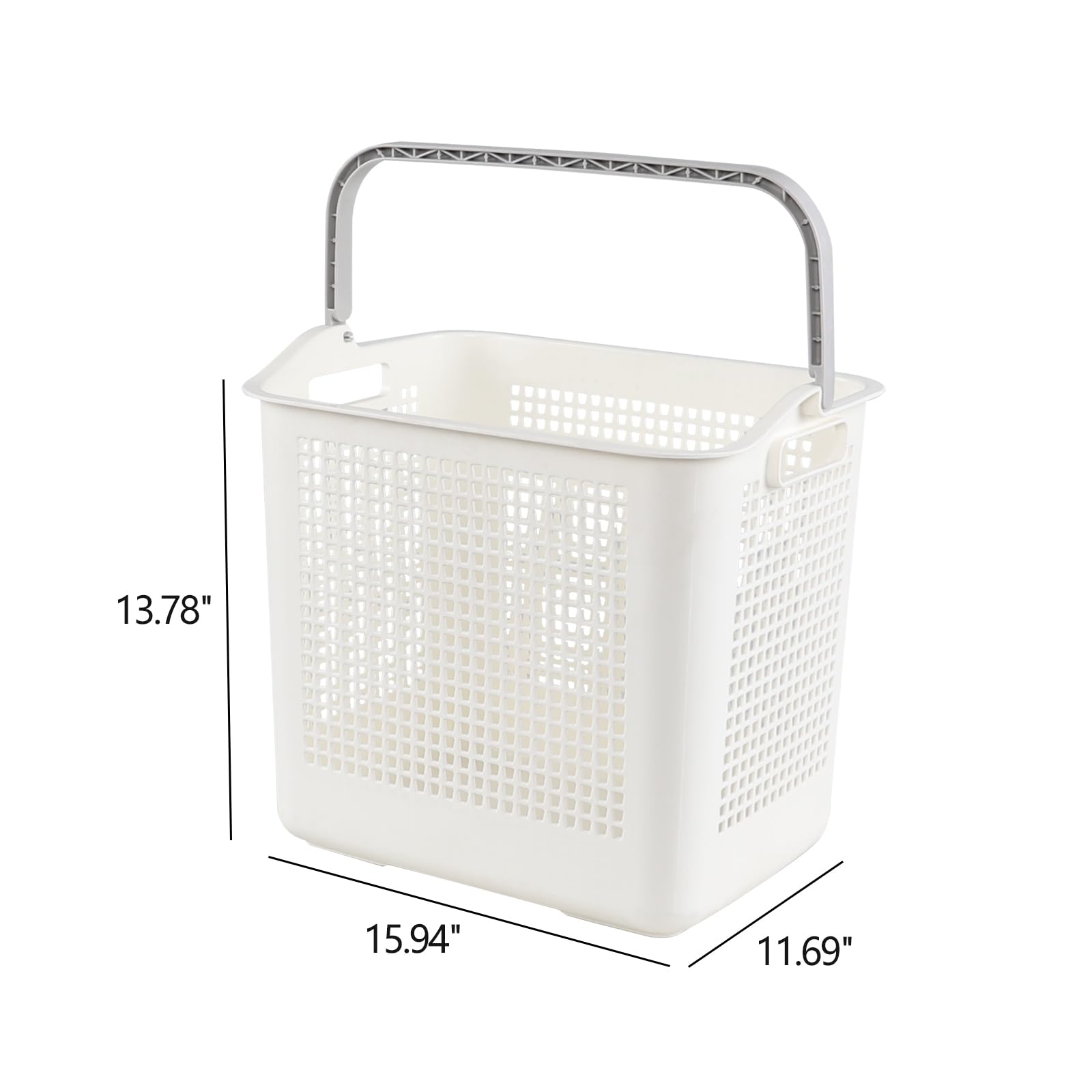 Rosebloom 35 L Plastic Portable Laundry Basket, Plastic Laundry Baskets with Handle, White, 4 Packs