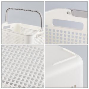 Rosebloom 35 L Plastic Portable Laundry Basket, Plastic Laundry Baskets with Handle, White, 4 Packs