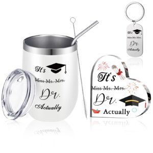 gerrii 3 pcs phd degree gifts set it's miss ms mrs dr actually, dr gift includes insulated tumbler 12 oz acrylic heart decor stainless steel keychain for friend men women graduation 2024 appreciation