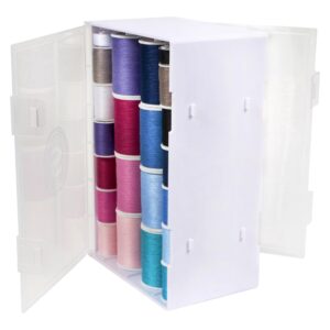 singer double-sided thread spool organizer - clear storage sewing box for embroidery, craft room organization, stackable storage container for craft & sewing, thread box storage, craft organizer