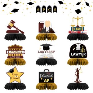 innoru lawyer graduation table honeycomb centerpieces, congrats lawyer grad party table toppers law school graduation decoration supplies lawyer grad sign table centerpieces 9 pcs