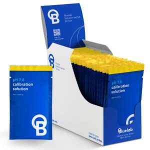 bluelab ph 7.0 calibration solution sachets - ideal for ph ph pens & ph probes for precise meter & probe accuracy, 18 ml each, for hydroponics, gardening, growing tents - 30 sachet box