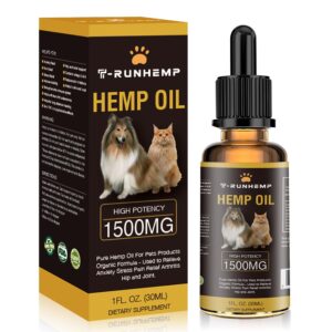 t-runhemp|hemp oil for dogs cats - helps pets calming drops anxiety and stress relief, pain relief inflammation, joint health pet's calming treat omega 3, 6, 9 and vitаmins b, c, e