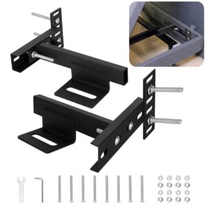 universal headboard bracket, thickened black metal bed headboard bracket, adjustable headboard bracket kit wall mounted with foot pedal extension kit（2 pcs），3-year warranty