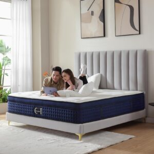 surlunkeys 14 inch cal king mattress - euro top memory foam hybrid mattress with pocket spring for motion isolating, medium firm mattress in a box, 120-night trial