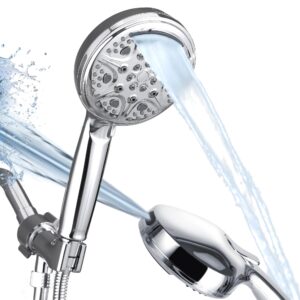 kinse high pressure shower head with hose,9-mode handheld shower head, 5" shower head with 71" extra long shower hose & adjustable bracket,built-in power wash to clean tub, tile & pets