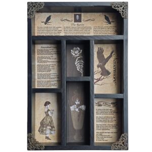 insovita rustic edgar allan poe poems cabinet of curiosities,victorian gothic decor for shelves, small wall shelf, halloween decor, floating shelves, vintage wall decor, gift for poetry fans - black