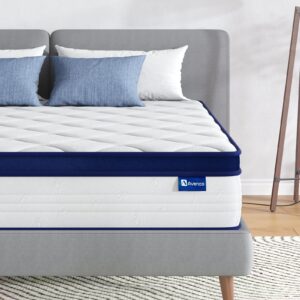 avenco queen size mattress, 12 inch queen mattresses in a box, hybrid spring mattresses with comfort foam and pocket coils for pressure relief & motion isolation