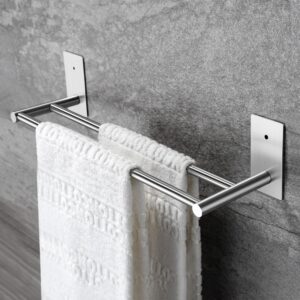 taozun self adhesive 16-inch towel holder bathroom double towel bar sus304 stainless steel towel rail stick on wall