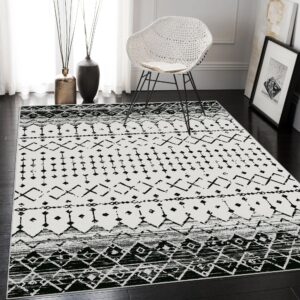 5x7 area rug farmhouse bohemian rug neutral large rug black white moroccan non slip & rug for living room bedroom dinning room kitchen indoor