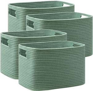 ubbcare 4 pack shelf baskets for storage woven storage baskets for organizing (14.5''l x 9.84''w x 9''h), basket organizer for dog toys, books, clothes, large gift basket, green