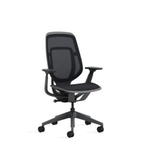 steelcase karman mesh ergonomic desk chair - adjustable desk chair - 4 points of adjustability - lumbar support - black frame & black mesh