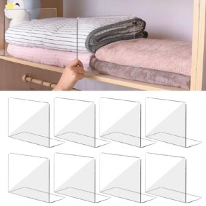 okpow acrylic shelf dividers for closet organization: 8 pack tall durable clear shelves separators for clothing adjustable