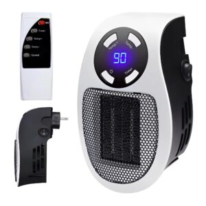 toasty heater toastie heater portable heater plug in wall heater | compact bliss heat wall socket heater | rapid heat, led display, auto power off, timer, dual speed, 500w, white