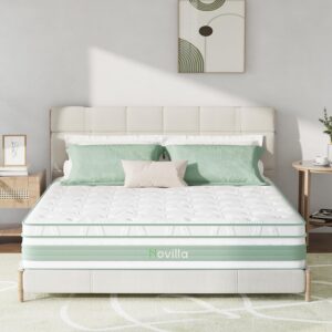 novilla full size mattress, 12 inch hybrid mattress in a box, gel inflation memory foam with pocket coils for a cozy night, balance support, medium firm full mattress, pillow top mattress full