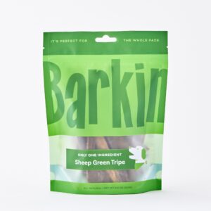 barkin 100% lamb green tripe, air-dried single ingredient dog treats, free range and grass fed lamb, all natural, everyday dog treats and dental chews, 3.5oz.