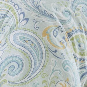 Levtex Home - Cortona Paisley Duvet Cover Set - Full/Queen Duvet Cover (90 x 94in.)+ Two Standard Pillow Cases (26 x 20in.) - Paisley - Green, Yellow, Blue, and White - Cotton