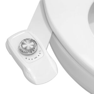 bidet attachments, dual nozzle (feminine and rear wash) non-electric bidet attachment for toilet seat, adjustable water pressure, ease of installation (classic white style)