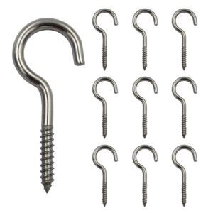 megoto 8pcs 0.157-1.97 inch 304 stainless steel screw-in hooks eye bolt ceiling hook tapping screw hanger (open loop m4x50)