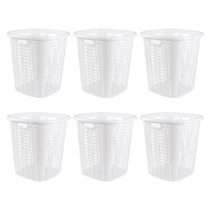 lasbily 6 packs 50 l plastic laundry hamper, tall dirty clothes basket with cut out handle, white