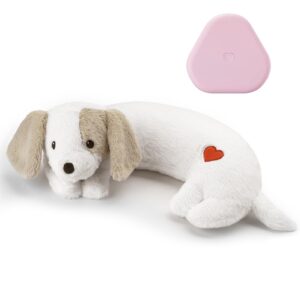 moropaky heartbeat toy heartbeat stuffed animal for dogs, heartbeat puppy toy for anxiety relief calming aid, heartbeat stuffed toy for behavioral aid crate kennel training, puppy essentials white