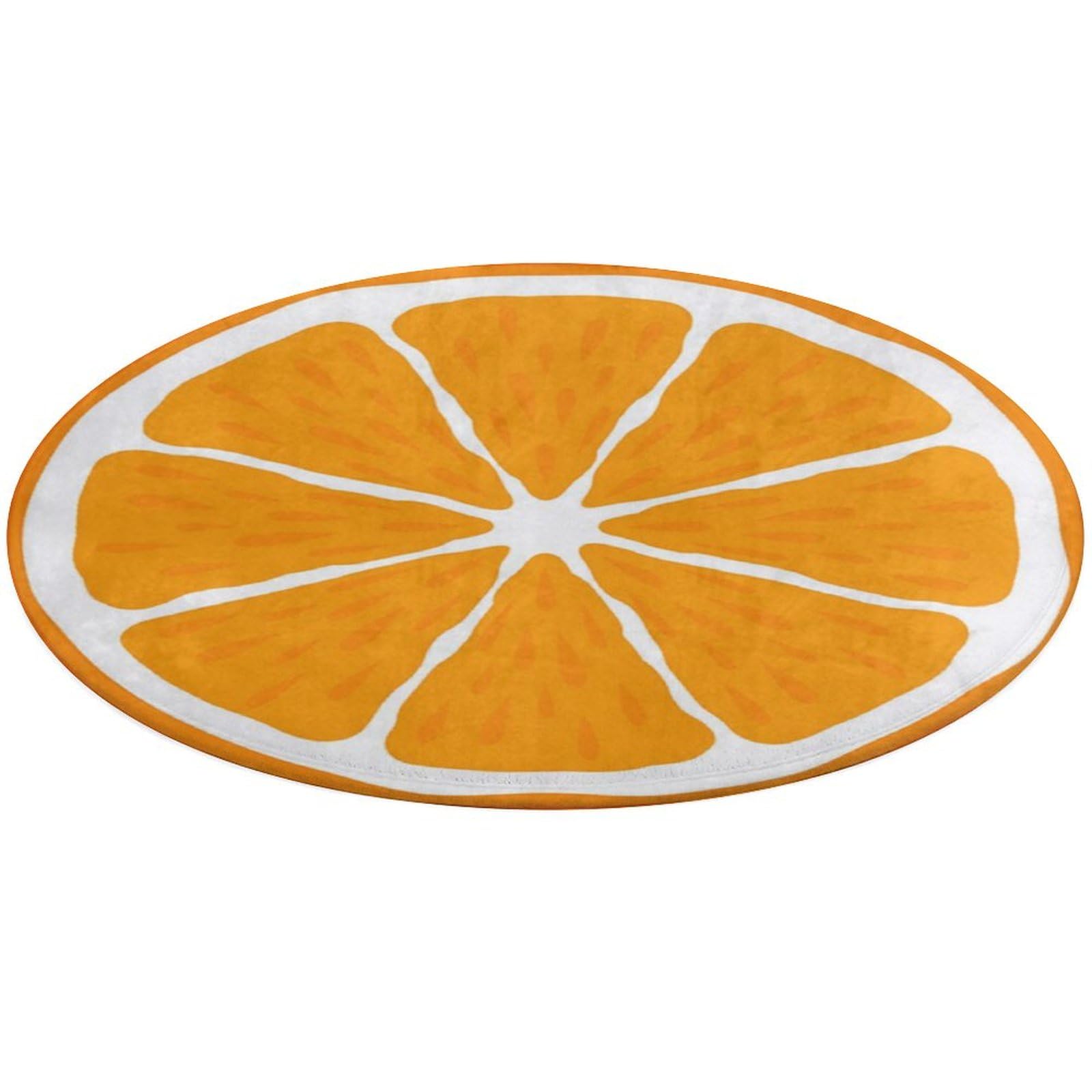 MoBlinko Fruit Rug Orange Round Rug 3 Ft Circle Rug Carpet Circular Rugs Non Slip Mat for Kitchen Living Room Bedroom Decoration