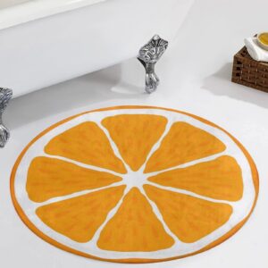 MoBlinko Fruit Rug Orange Round Rug 3 Ft Circle Rug Carpet Circular Rugs Non Slip Mat for Kitchen Living Room Bedroom Decoration