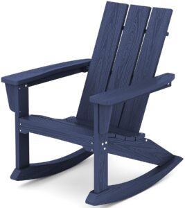 kingyes modern rocking adirondack chair, outdoor rocking chair for patio, garden, backyard- blue