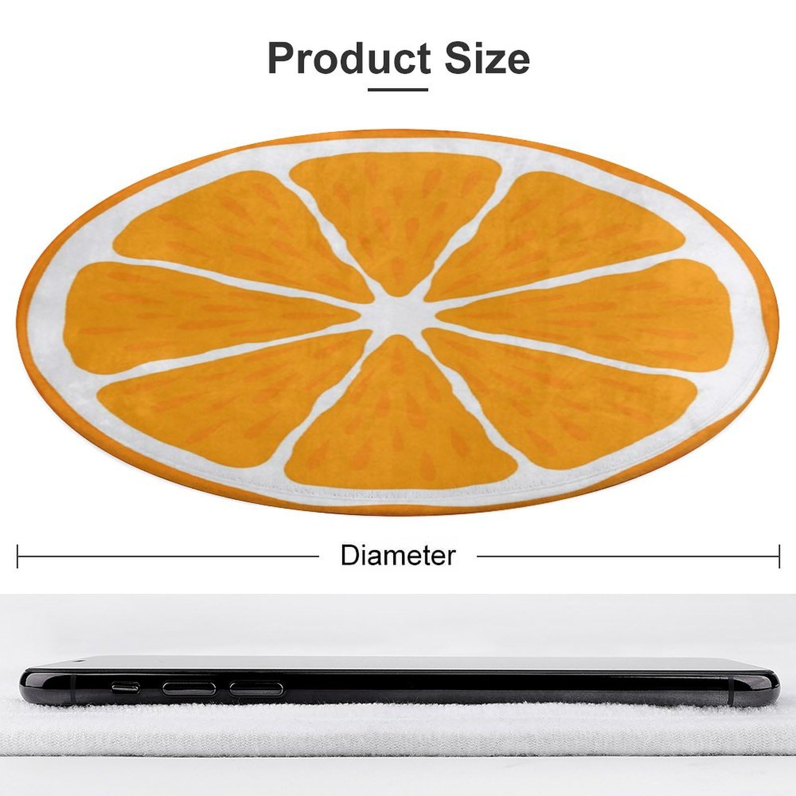 MoBlinko Fruit Rug Orange Round Rug 3 Ft Circle Rug Carpet Circular Rugs Non Slip Mat for Kitchen Living Room Bedroom Decoration