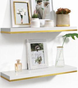 sivapleso floating shelves set of 2, modern white floating shelves for wall 24 inches long wall hanging shelf with invisible brackets for room wall