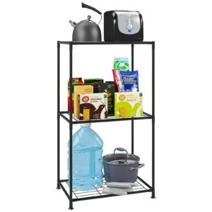 yisancrafts 3 tier fixed layer spacing storage shelf metal storage rack wire shelving unit storage shelves metal 221lbs capacity 18" l x 12.8" w x 32.7" h for pantry closet kitchen laundry black