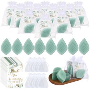 siifert 50 sets wedding mini soap favors eucalyptus scented soap greenery bridal shower gifts baby shower favors for guests with thank you gift cards organza bags for christmas party supplies boy girl