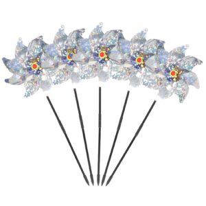 besportble 15 pcs garden windmill bird tool holographic windmills reflective pinwheels sparkly pin wheel bird tool garden supply birds scarer outdoor to rotate plastic bird supplies