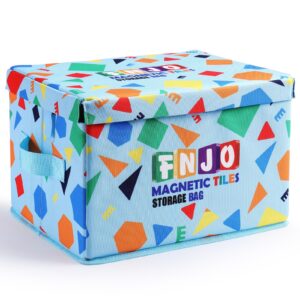 fnjo toy storage bin,foldable toy organizer with lid, playroom organizer,toy holder,storage box for magnetic tiles and other gadget