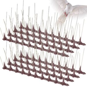 ciic bird spikes, 16 pack stainless steel anti bird spikes, bird deterrents for outside pigeon spikes, bird repellent devices for garden fence wall coverage 16.4 feet