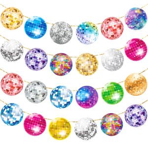 4pcs disco ball party banner 70s disco birthday party decoration colorful disco ball banner 70s party decoration for disco themed baby shower supplies