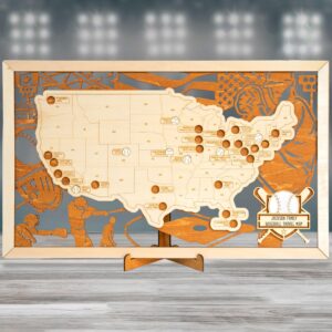 hyperi baseball stadium map, baseball stadium tracker checklist, major league ballparks visited map, baseball gift bucket list, christmas, new year gifts for him, boyfriend, husband, lover